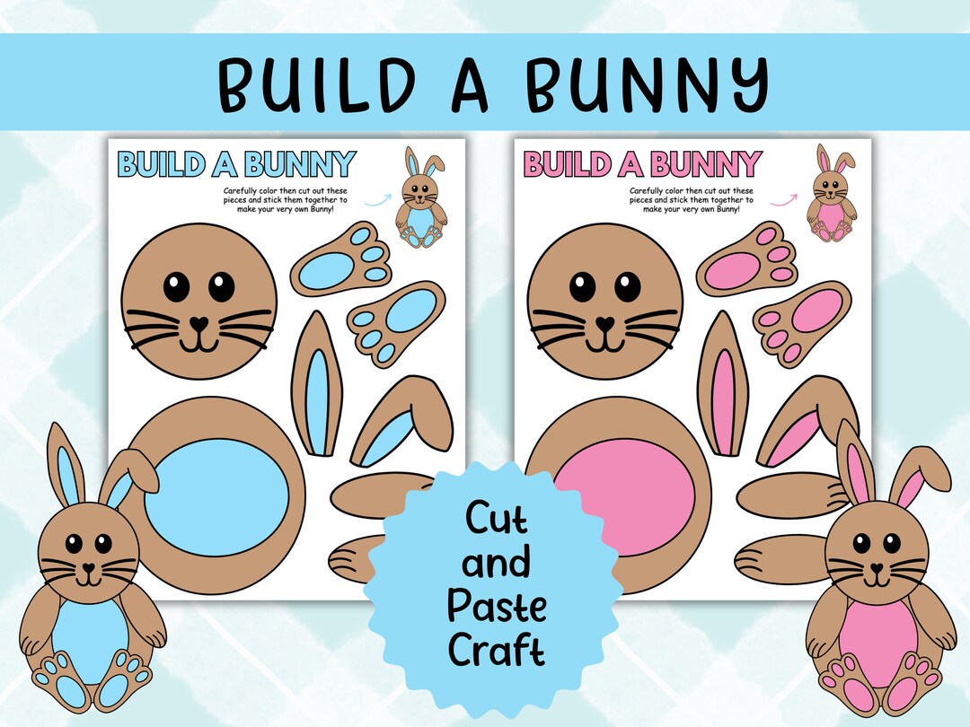 Build A Bunny Cut and Paste Easter Printable Activity, Cutting Practice ...