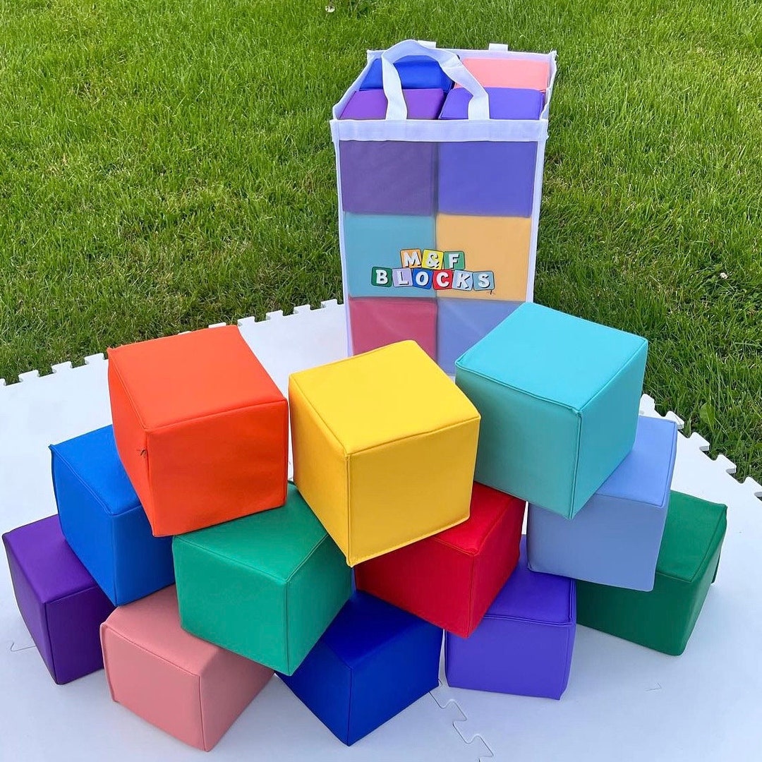 12 Piece Soft Foam Blocks Set- With a Free Mesh Tote Bag (made by M&F ...