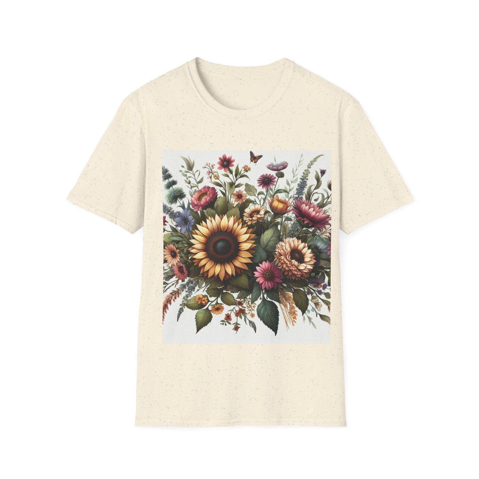 Floral Print, With Wild, Flowers And, Sun,flowers,unisex, Softstyle, T ...