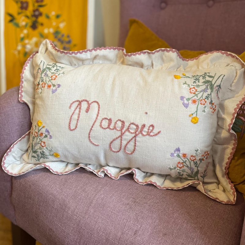 Hand Embroidered Cushion - Etsy UK