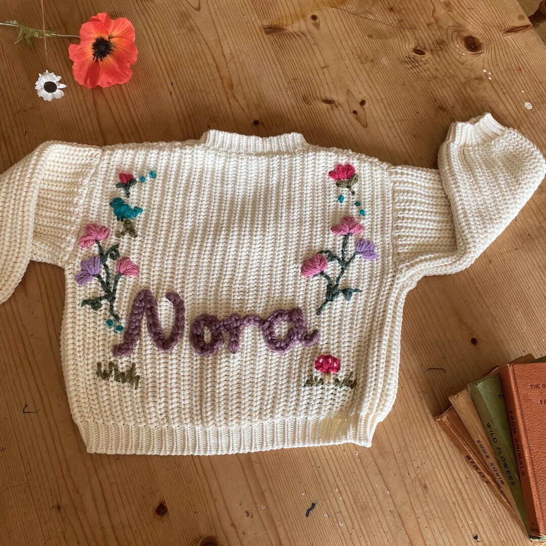 Luxury Hand Embroidered Cardigan Your Custom Design. Add Your Little ...
