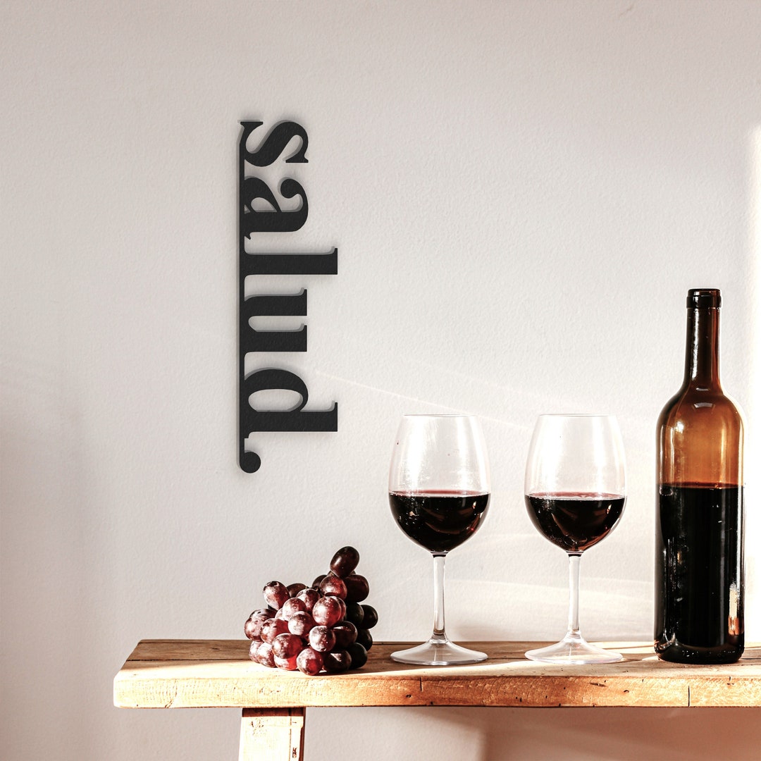 Salud Metal Sign, Vertical Bar Sign, Metal Wall Art for Drinks Corner ...