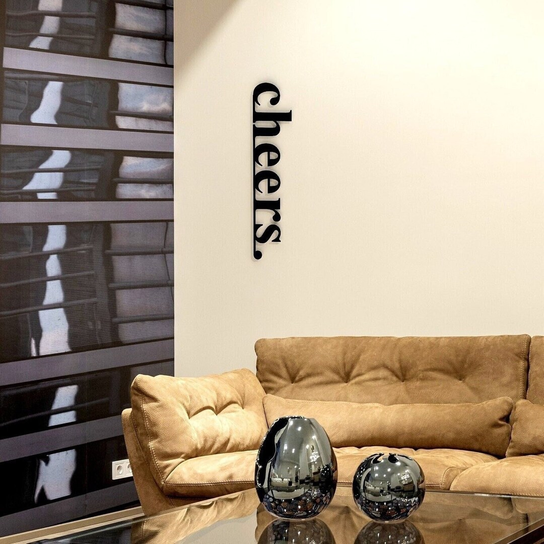 Cheers Metal Sign, Vertical Bar Sign, Stand-off Sign for Drink Corner ...