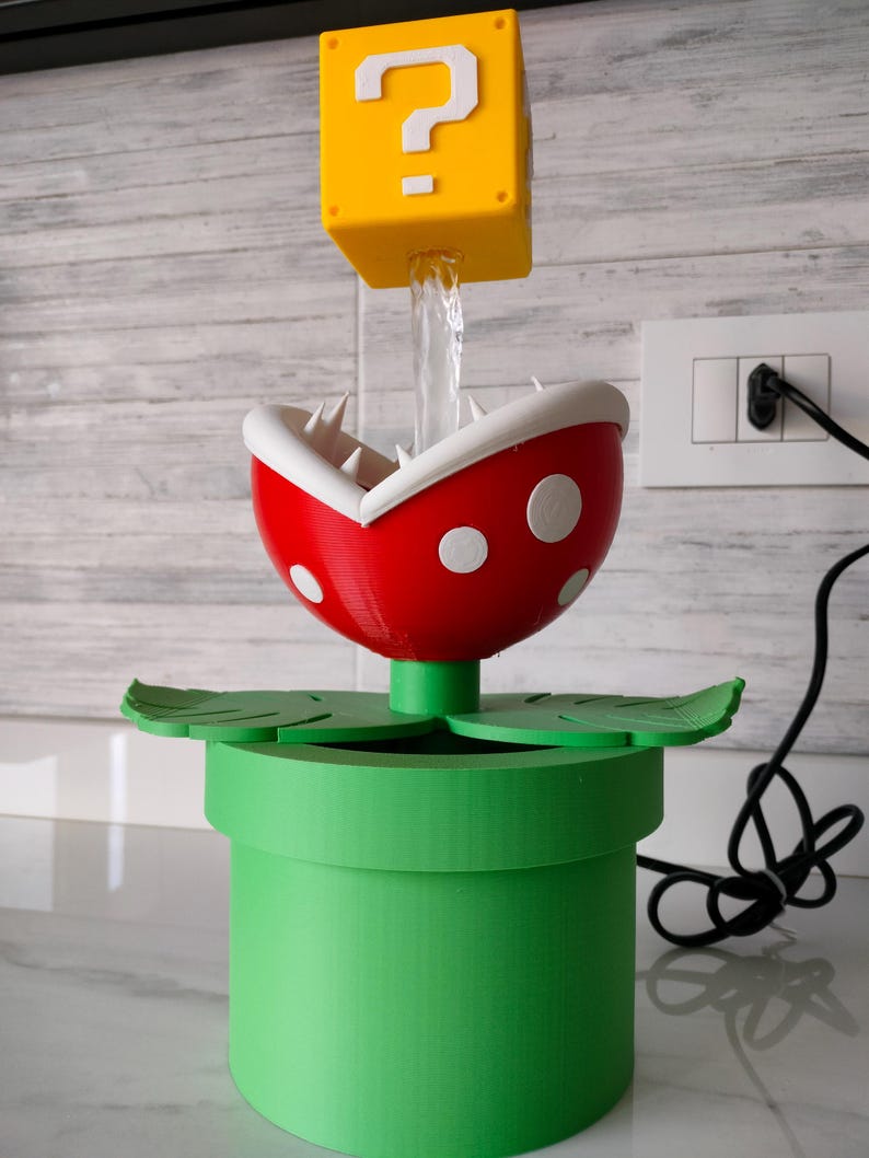 3D Printed Piranha Plant Magic Fountain – Super Mario Inspired Floating ...
