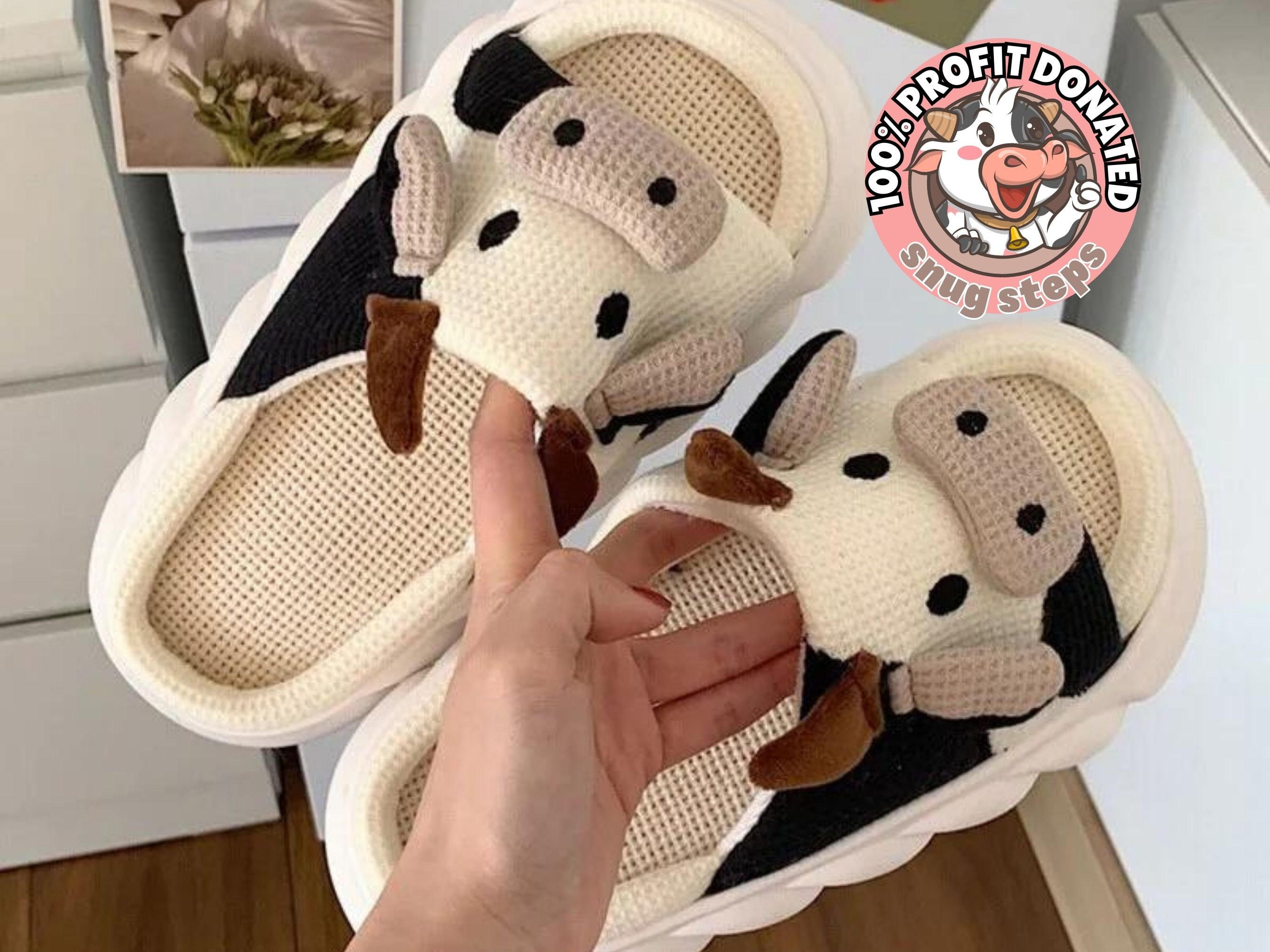 Cute Cow Slides 100% Charity Donation Cow Slipper Animal - Etsy