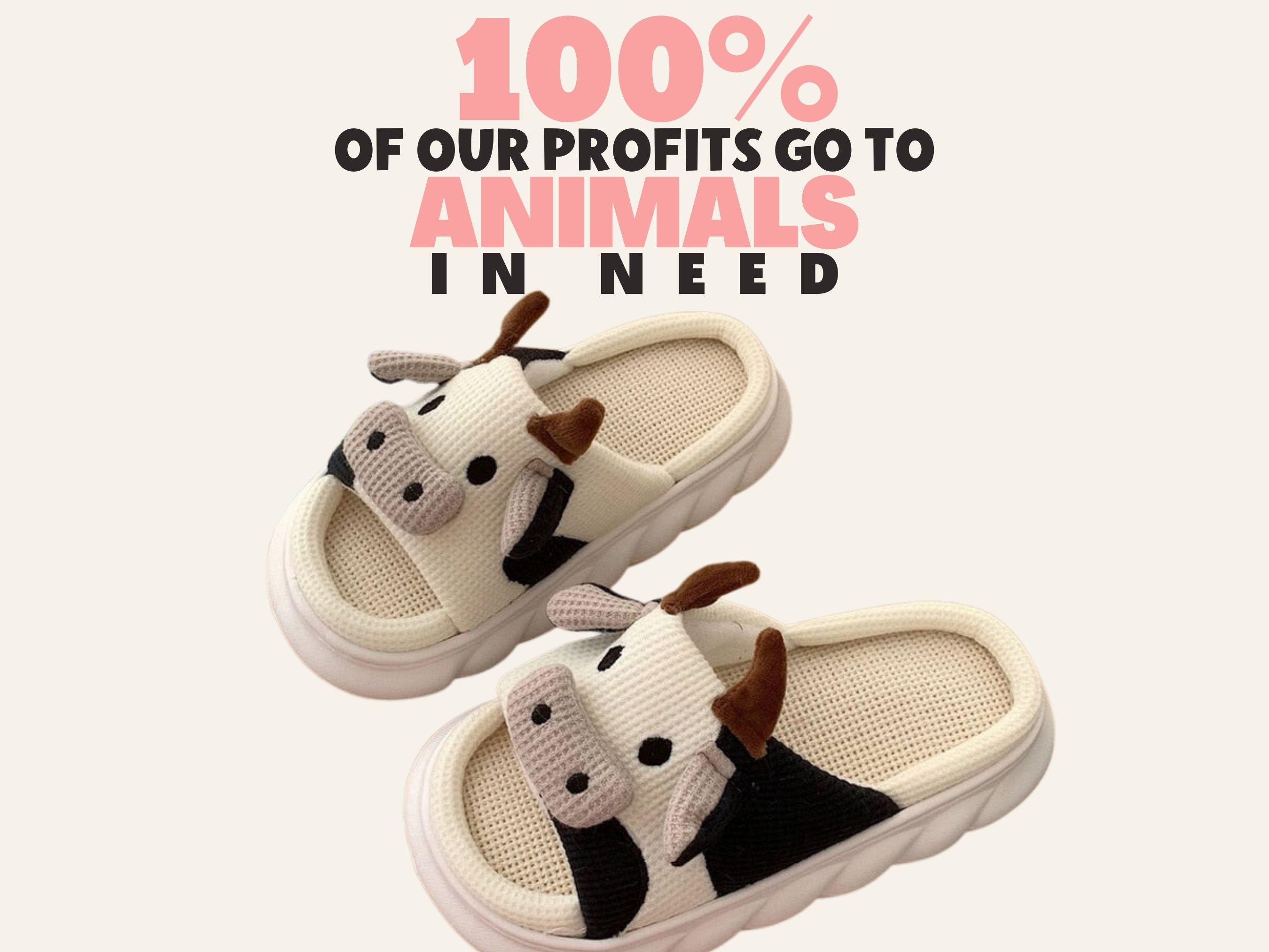 Cute Cow Slides 100% Charity Donation Cow Slipper Animal - Etsy
