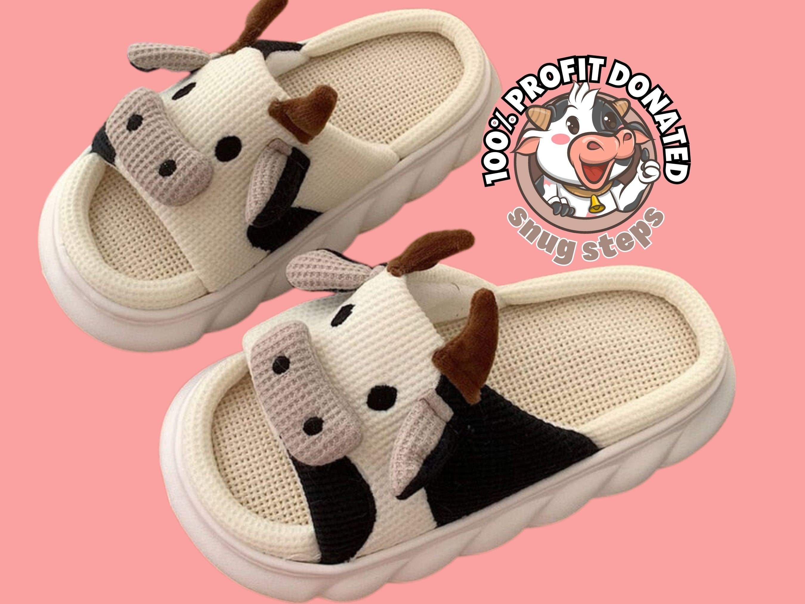 Cute Cow Slides 100% Charity Donation Cow Slipper Animal - Etsy