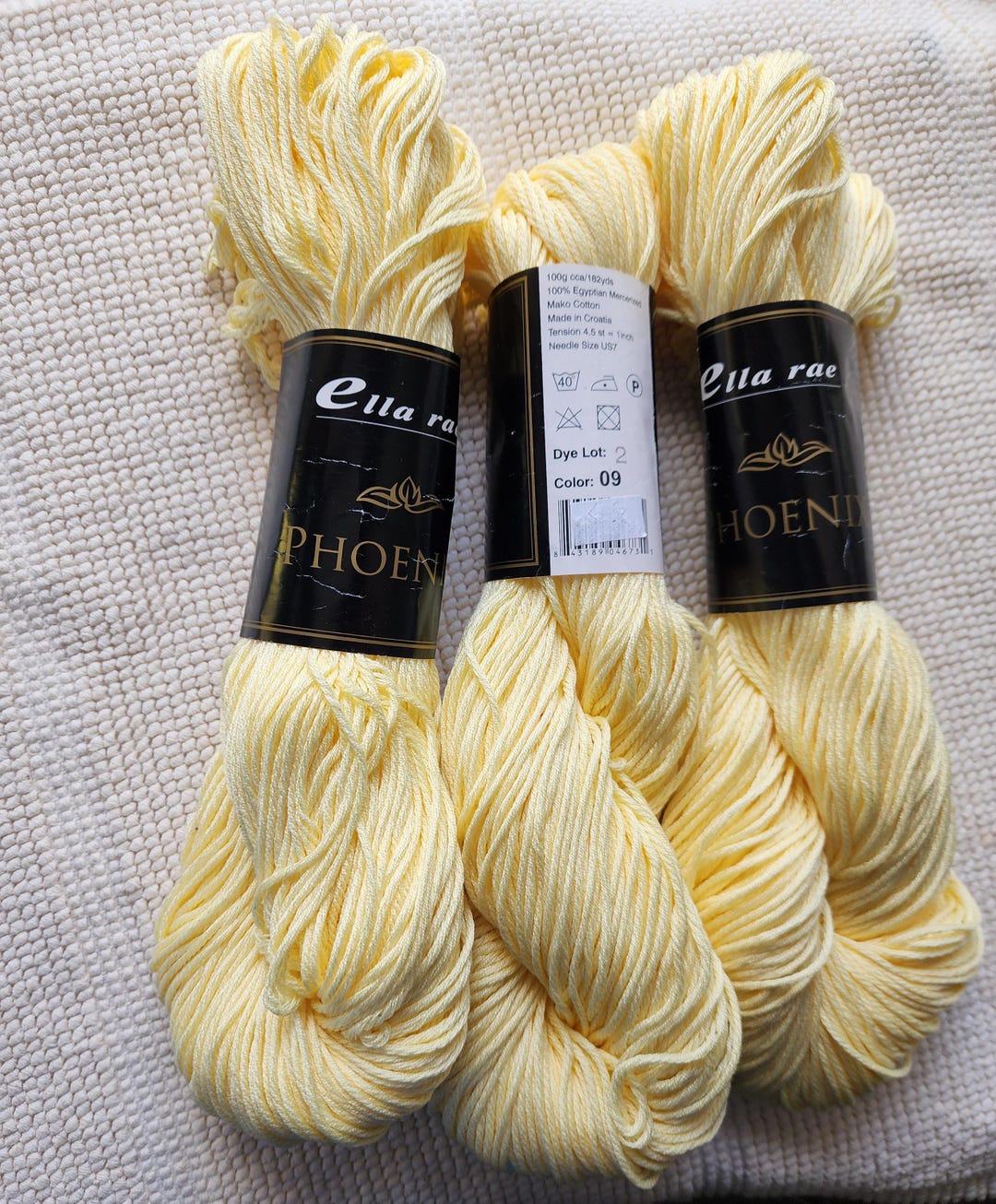 Ella Rae Phoenix 100% Mercerized Cotton Yarn. One Lot of 3 Skeins in ...