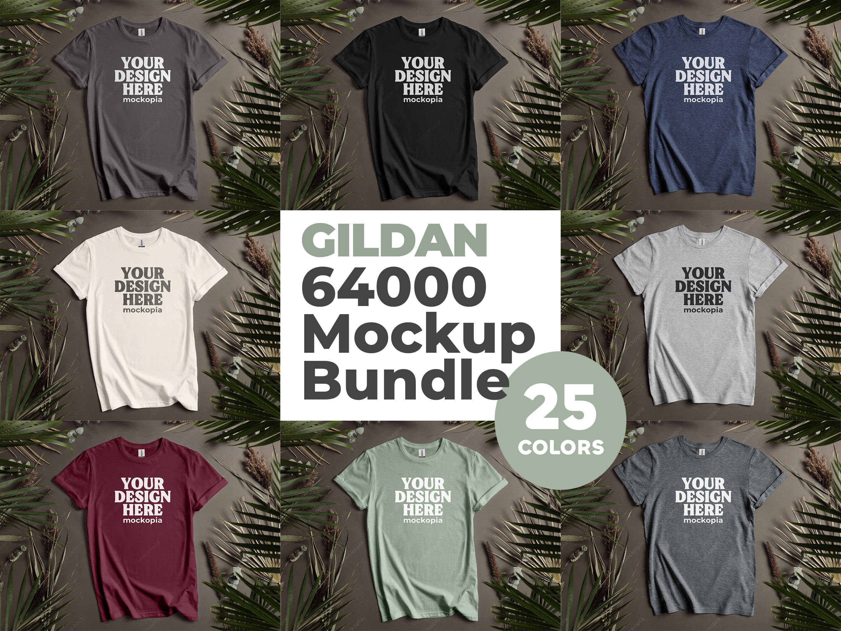 Gildan 64000 Mockup Bundle, 64000 Flat Lay Mockup Bundle, G640 Mockup ...
