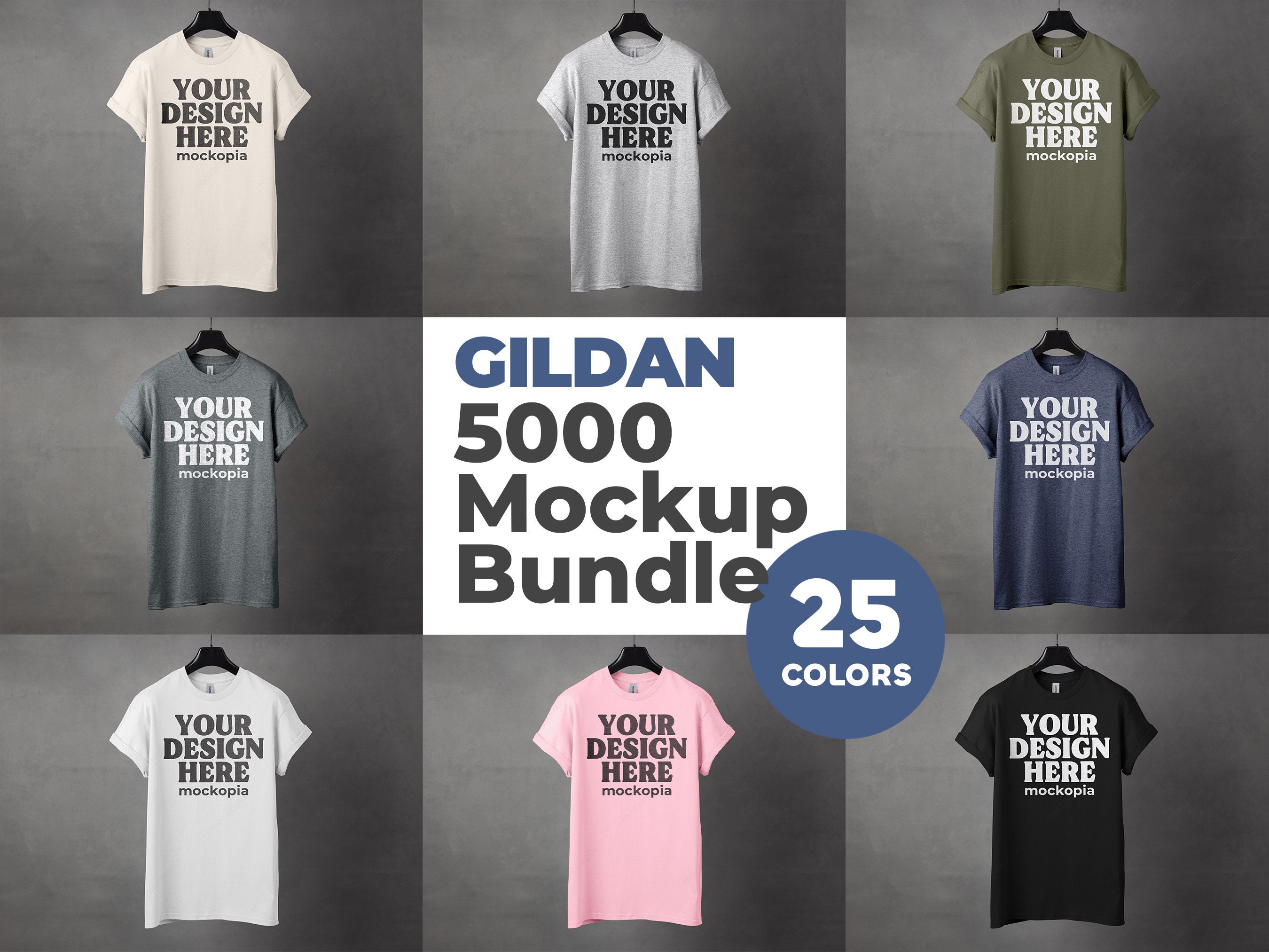 Gildan 5000 Mockup Bundle, 5000 Hanging Mockup Bundle, G500 Mockup ...