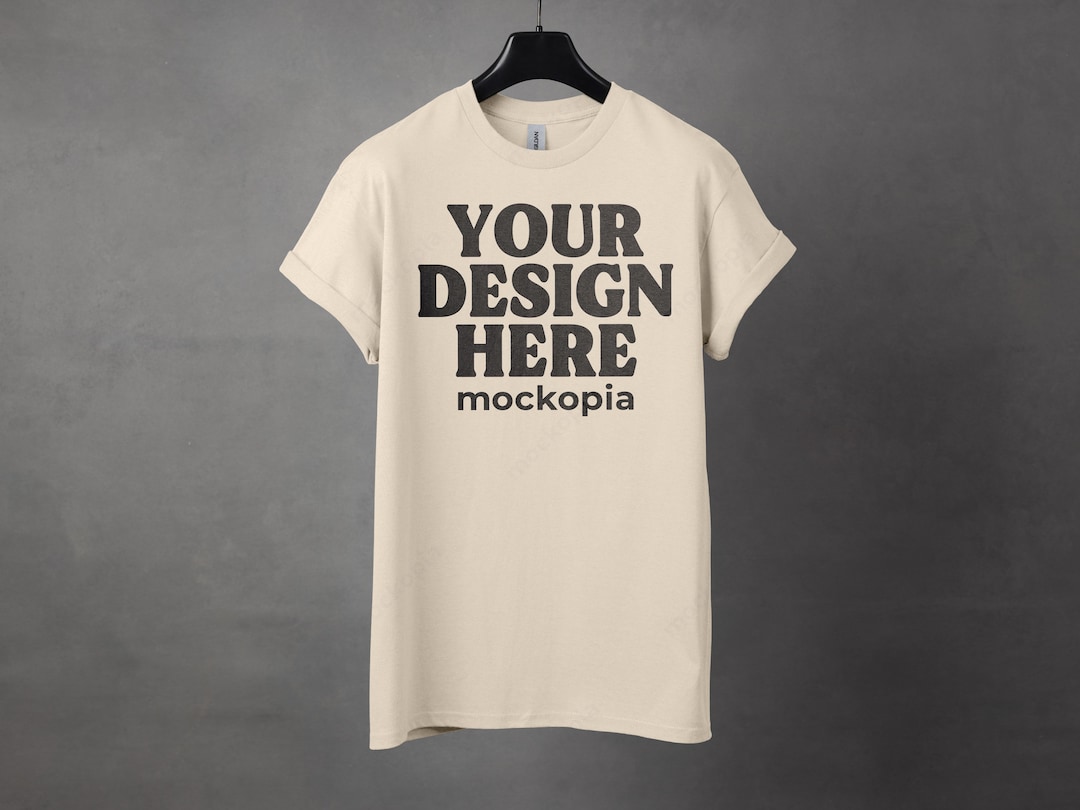 Gildan 5000 Sand Mockup, Sand Gildan 5000 Mockup, G500 Hanging Mockup ...