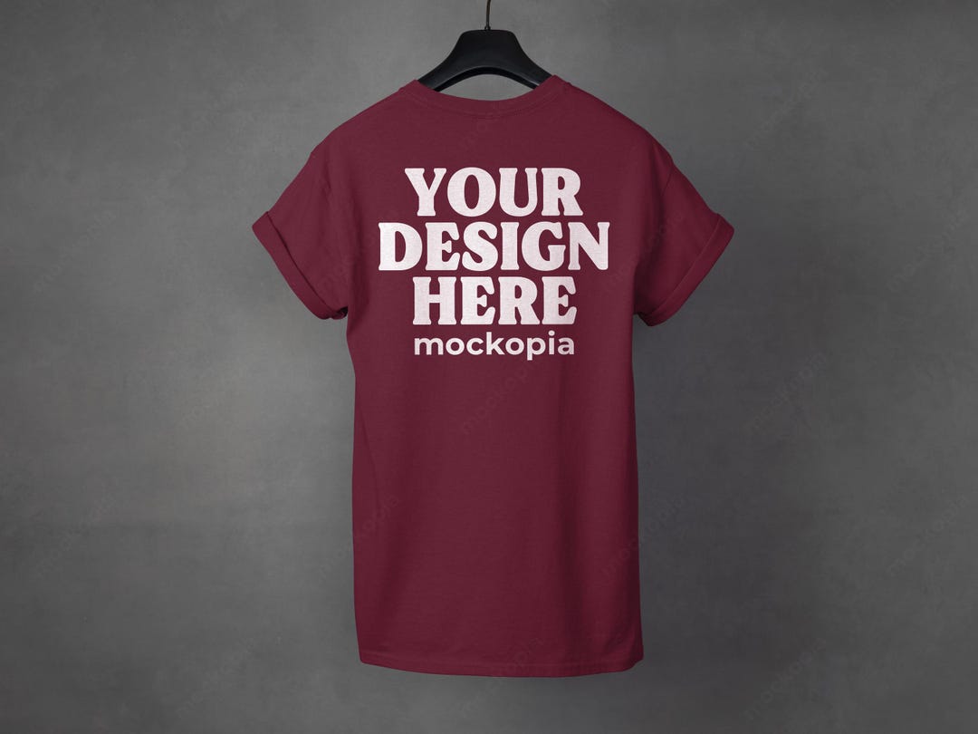 Gildan 5000 Maroon Back Mockup, Maroon Gildan 5000 Back Mockup, G500 ...