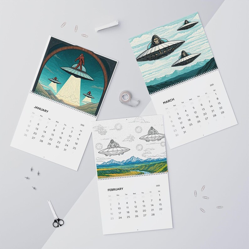 Sasquatch UFO Visions Wall Calendars (2025) - Etsy
