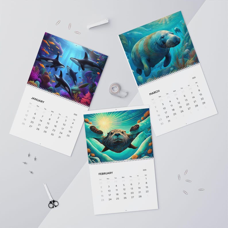 2025 Wall Calendar - Life in the Sea - Etsy