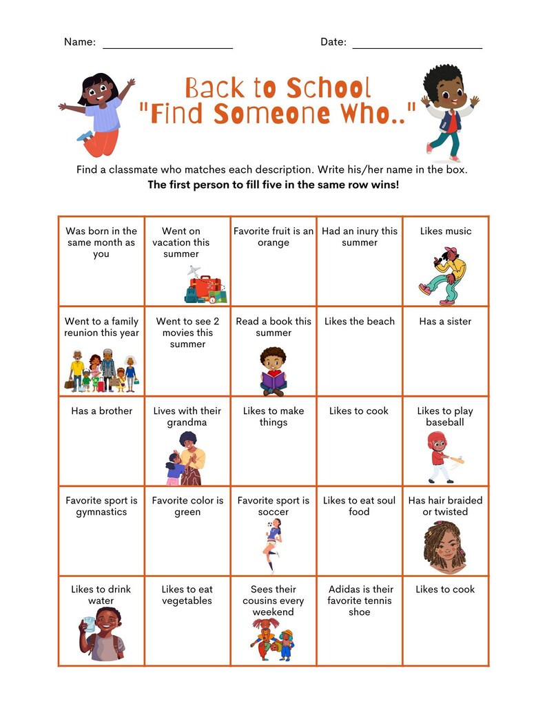 Back to School Games, Ice Breaker Games, First Day of School, Find ...