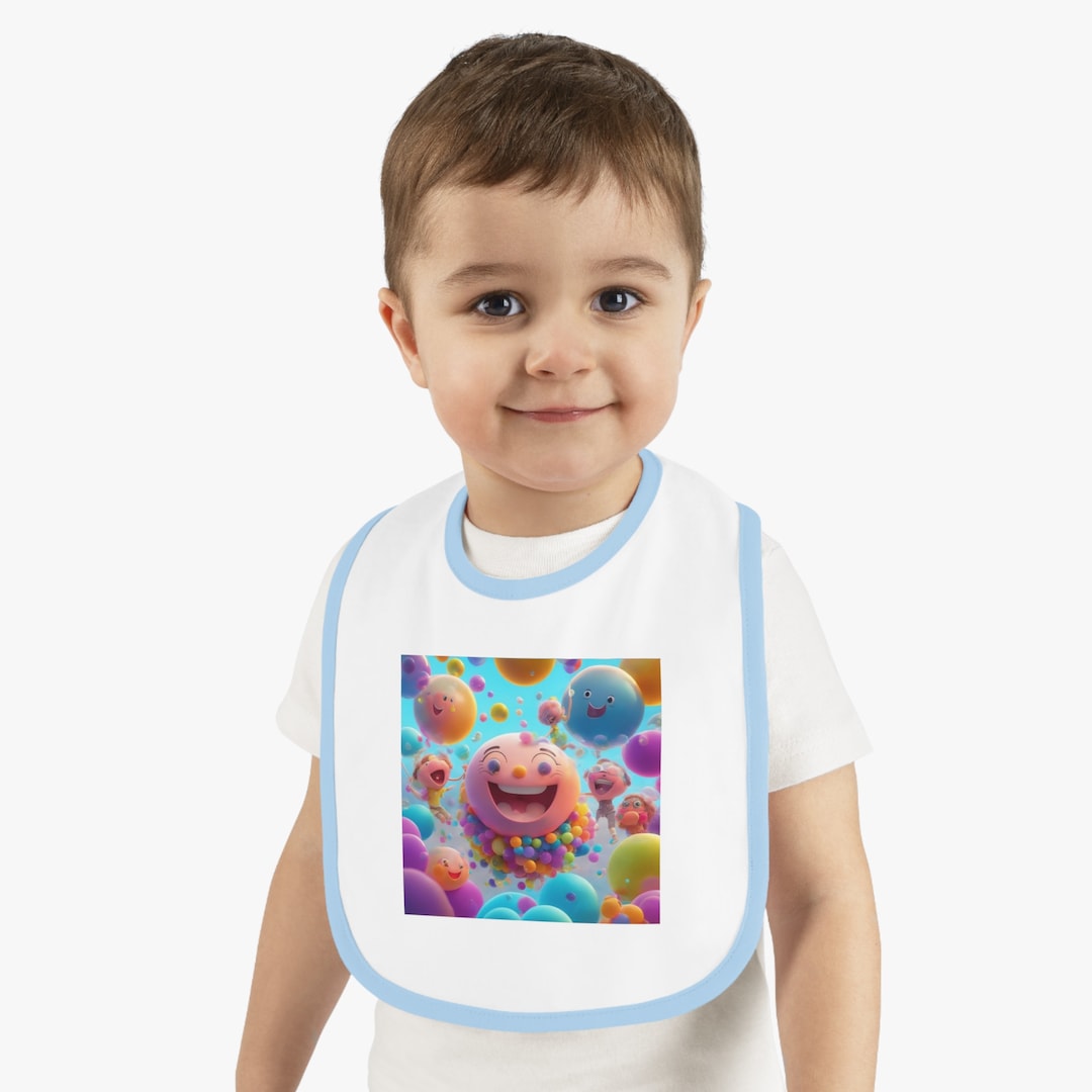 Happy Faces Balloon Baby Contrast Trim Jersey Bib - Etsy