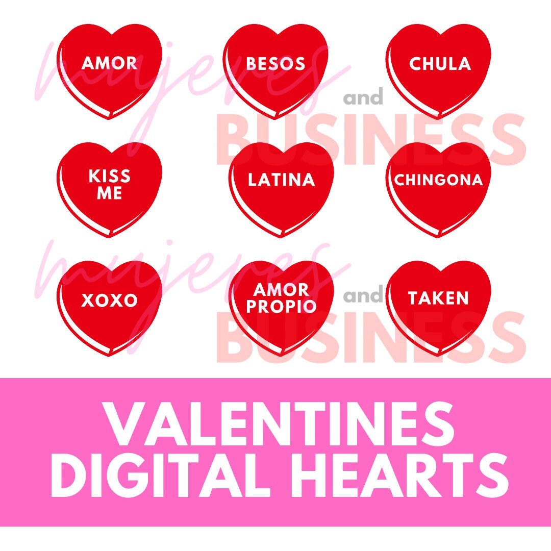 Latina Valentines Day San Valentin Corazones Hearts Digital Valentines ...