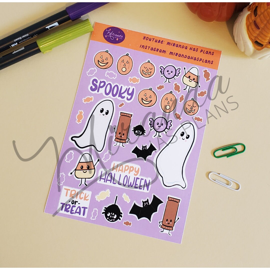 Halloween Deco Stickers / Matte Vinyl Sticker Paper / Cute Sticker - Etsy