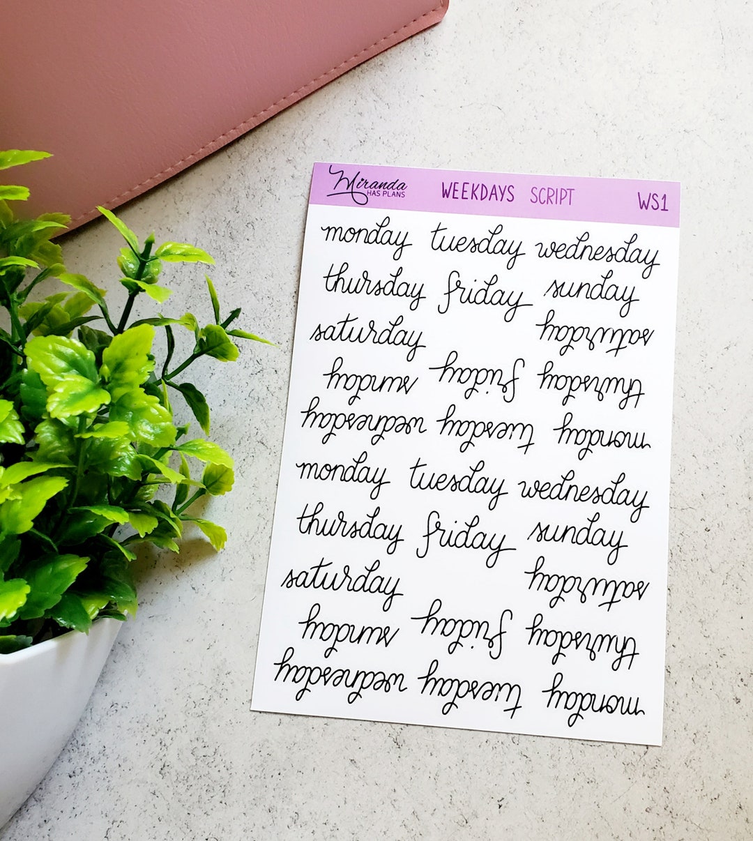 Cute Days of the Week Handwritten Script Planner Sticker Sheet Add a ...