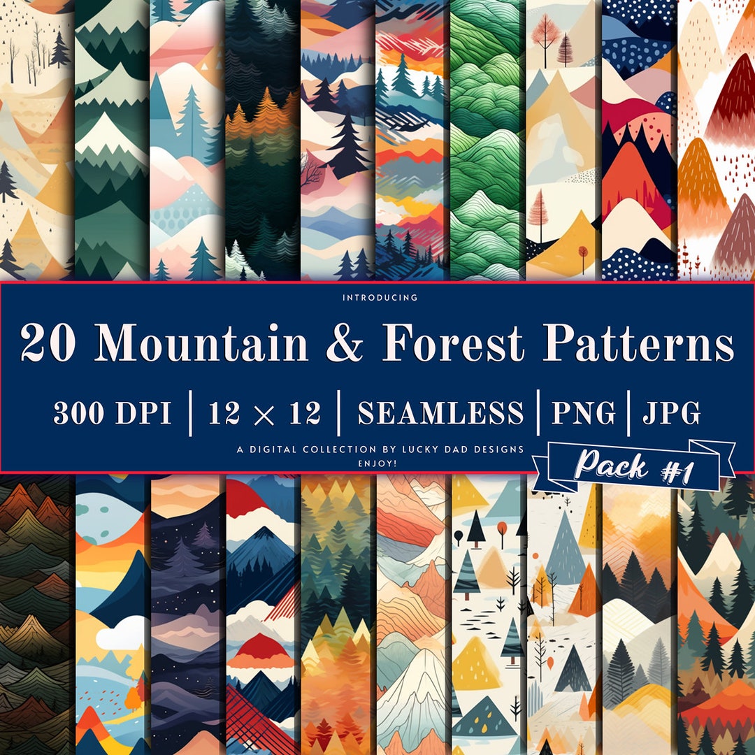Seamless Mountain Pattern, Forest Pattern, Scrapbook Patterns, Fabric ...