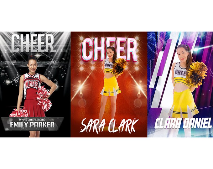 Cheer Templates Bundle Photoshop Digital Downloads Senior Banners ...
