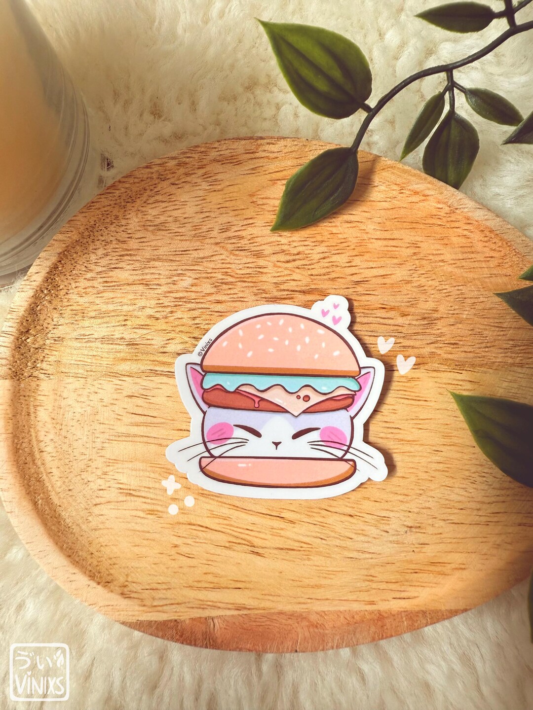 Cat Burger Sticker | 5,5 X 5 Cm, Glossy, Vinyl Sticker, Kawaii - Etsy