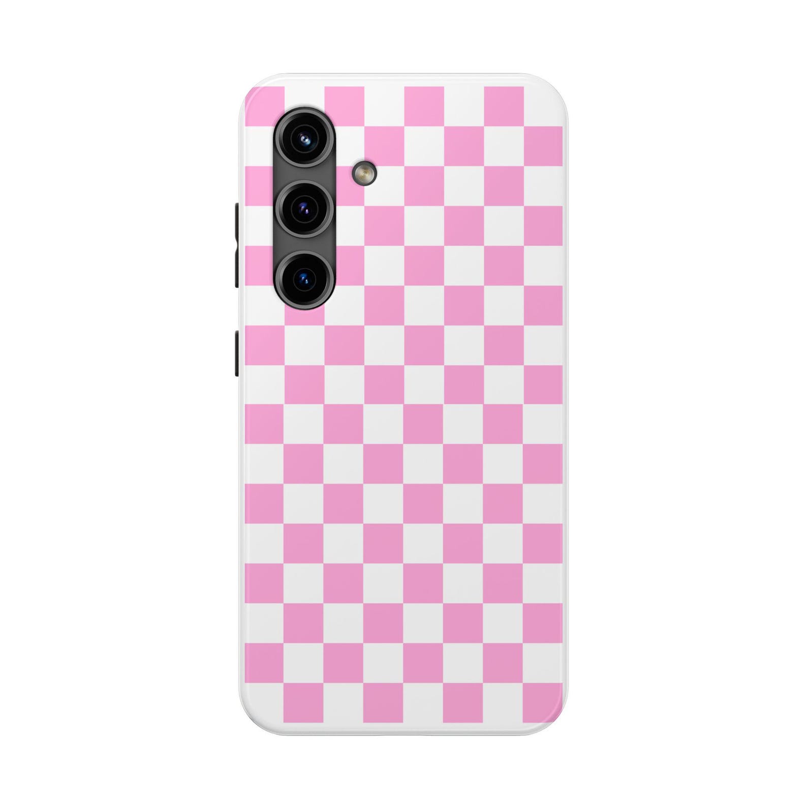 Chic Pink Checkerboard Phone Case, Tough Phone Cover, Stylish ...