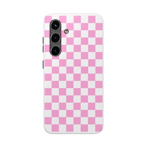 Chic Pink Checkerboard Phone Case, Tough Phone Cover, Stylish ...