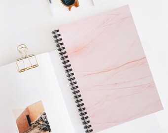 Pink and Gold Marble Spiral Notebook - Ruled Line - Etsy