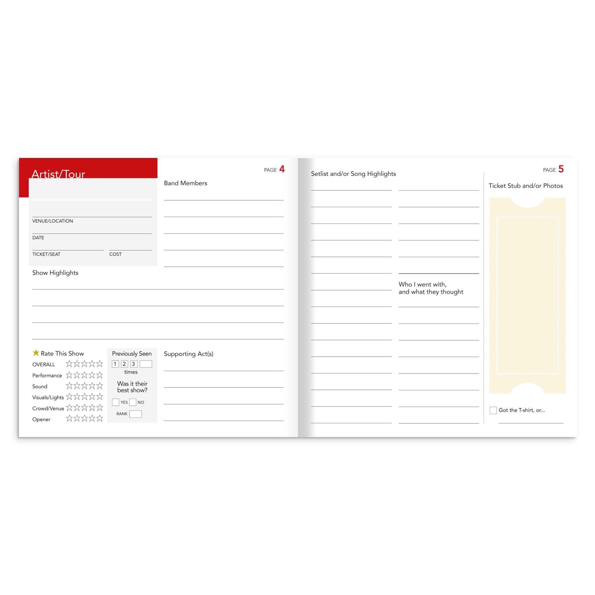 Personalized Concert Journal, THE CHRONICLES: Pocket-size Music Show ...