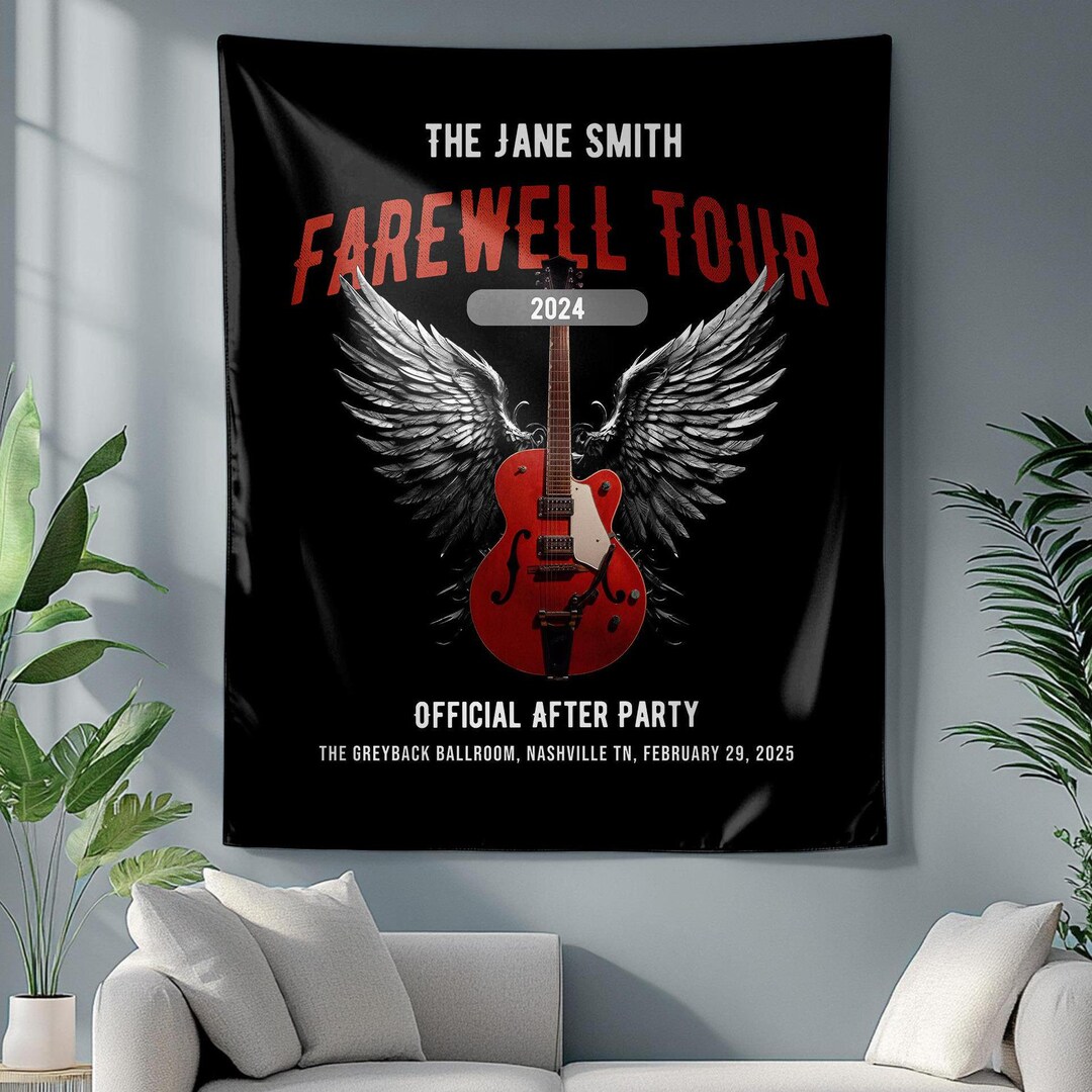 Personalized Retirement Wall Tapestry, FAREWELL TOUR Music-themed Party ...