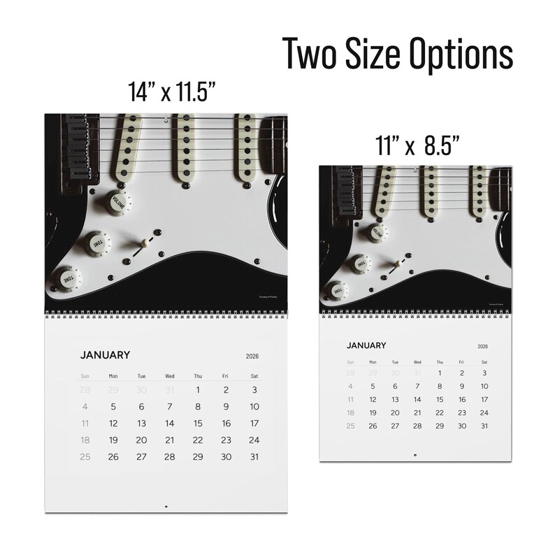 Guitar Photo Wall Calendar, Personalized, 2026, 2 Sizes, Music Lover ...