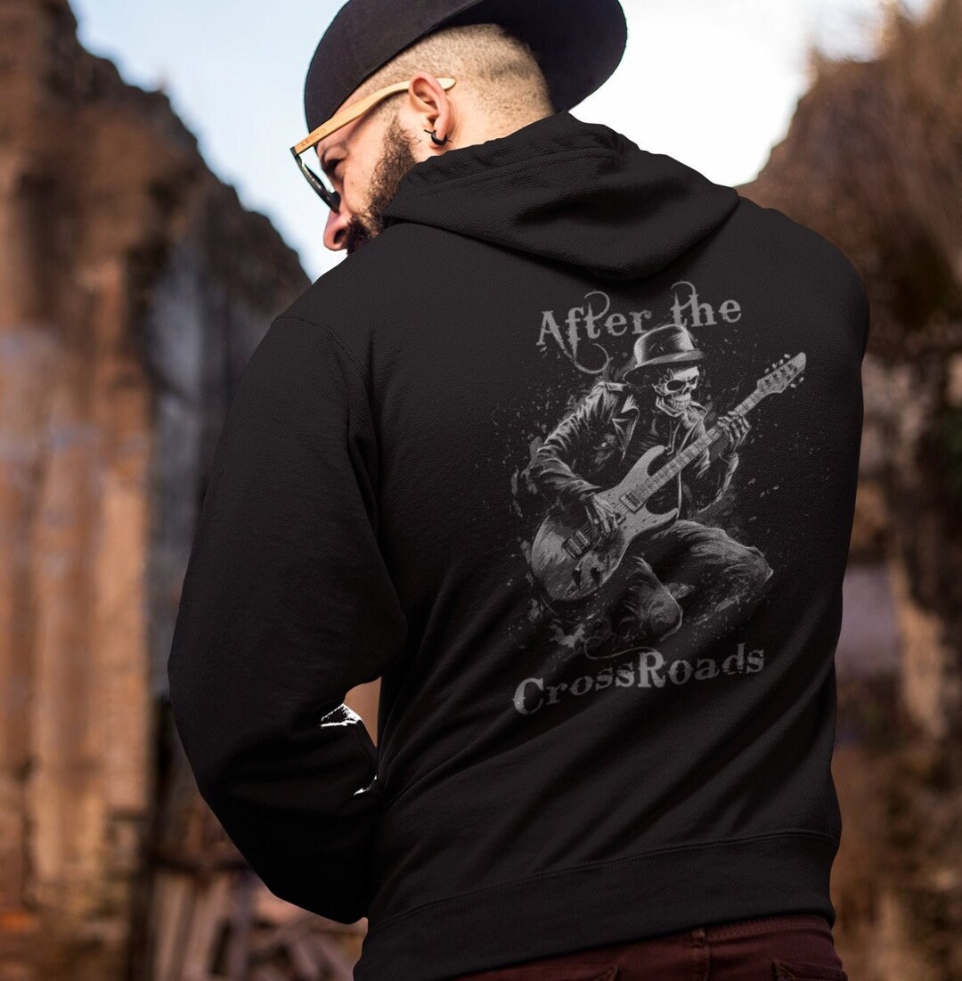 Skeleton Guitarist Hoodie, After the CROSSROADS Blues Musician or Metal ...