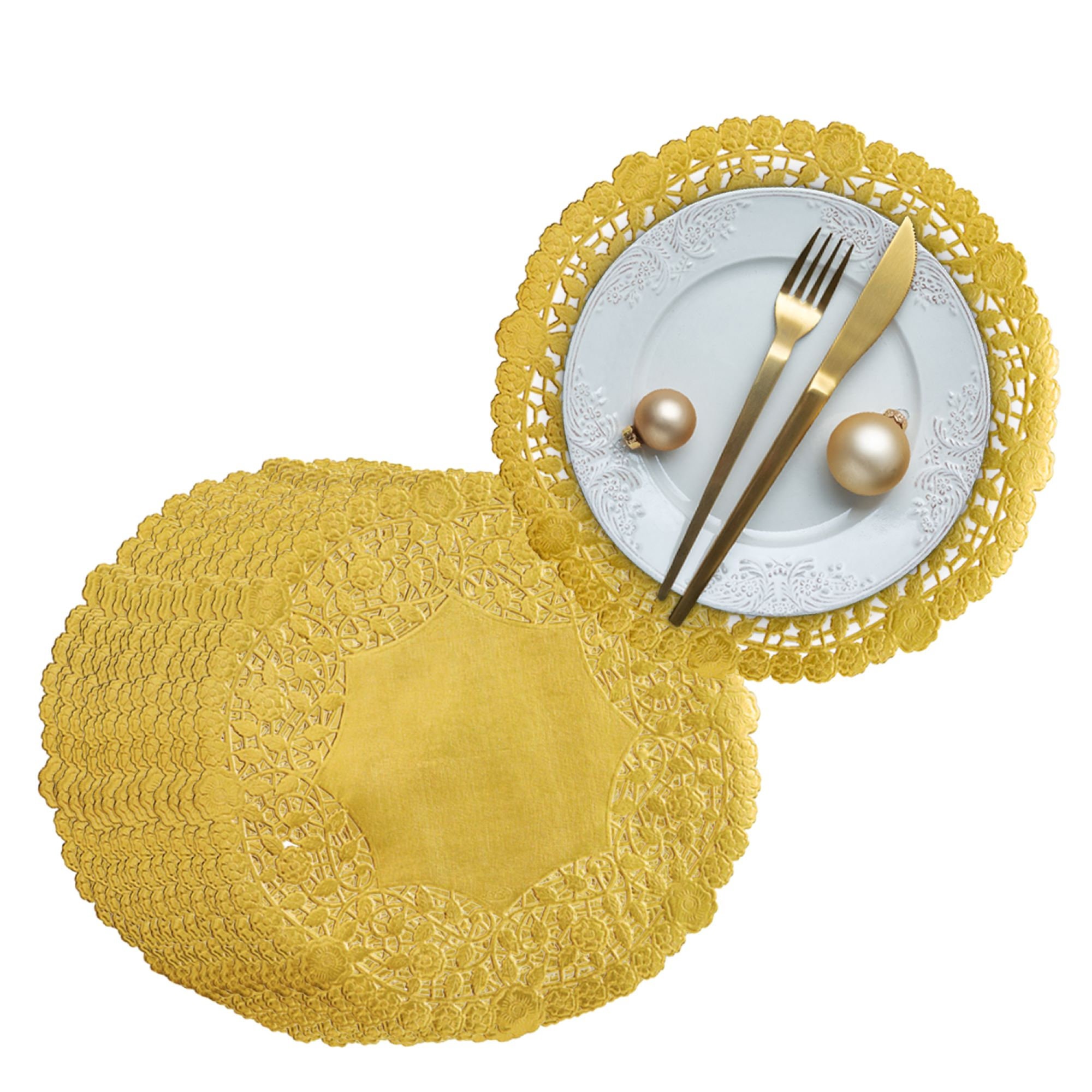 25 Gold Foil Doilies 8 Metallic Round Paper Lace Doily - Etsy