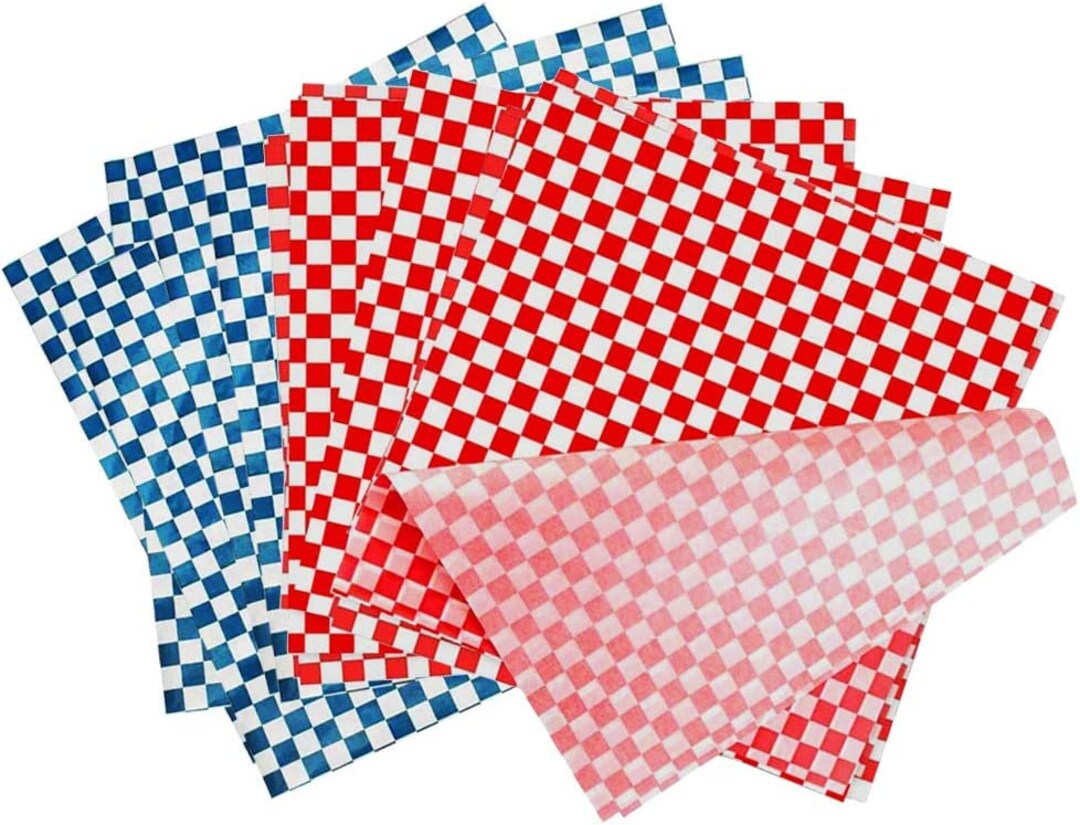 50 Checkered Paper Sheets, Square 12"x12" Blue and Red Wrap Paper ...
