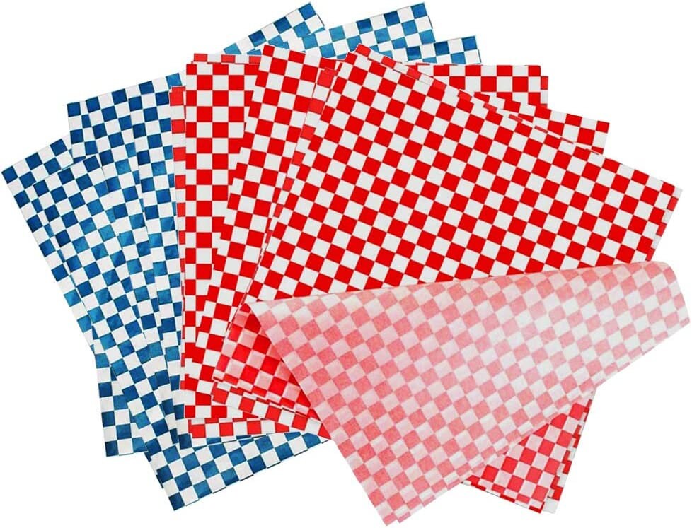 50 Checkered Paper Sheets, Square 12"x12" Blue and Red Wrap Paper ...