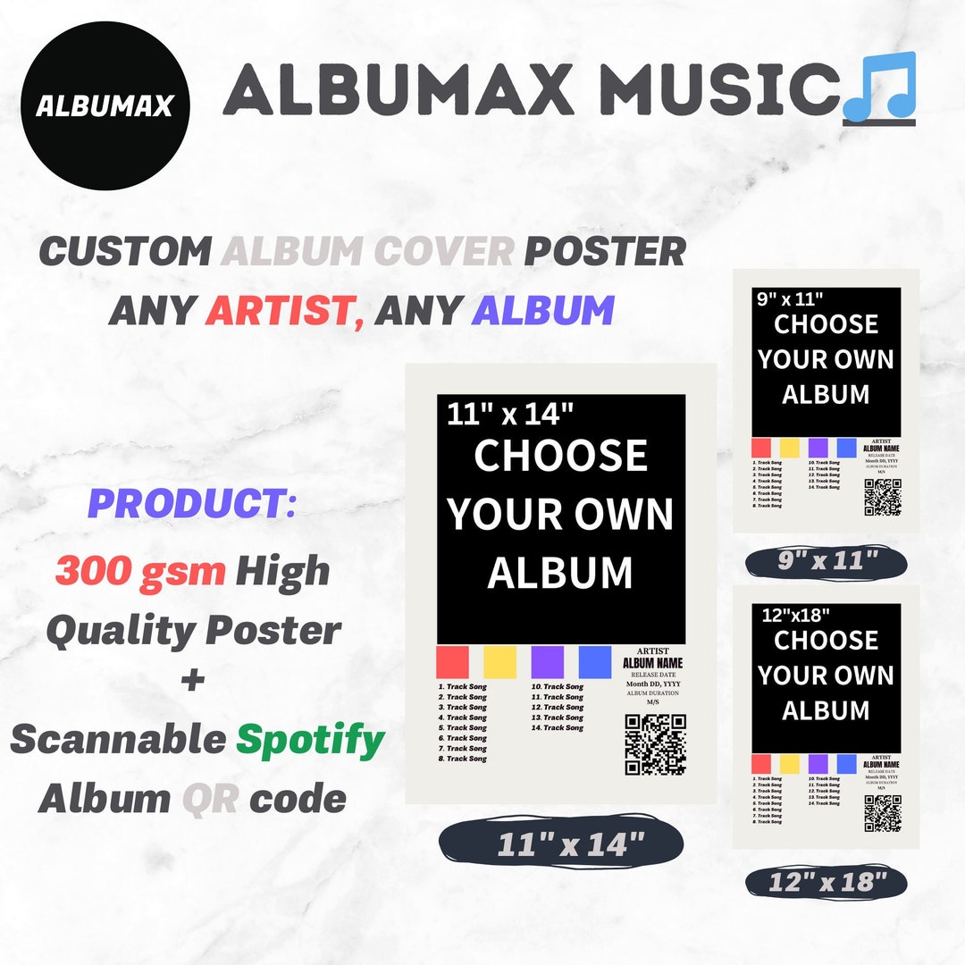 Custom Album Cover Poster With Spotify QR | Personalized Track List ...