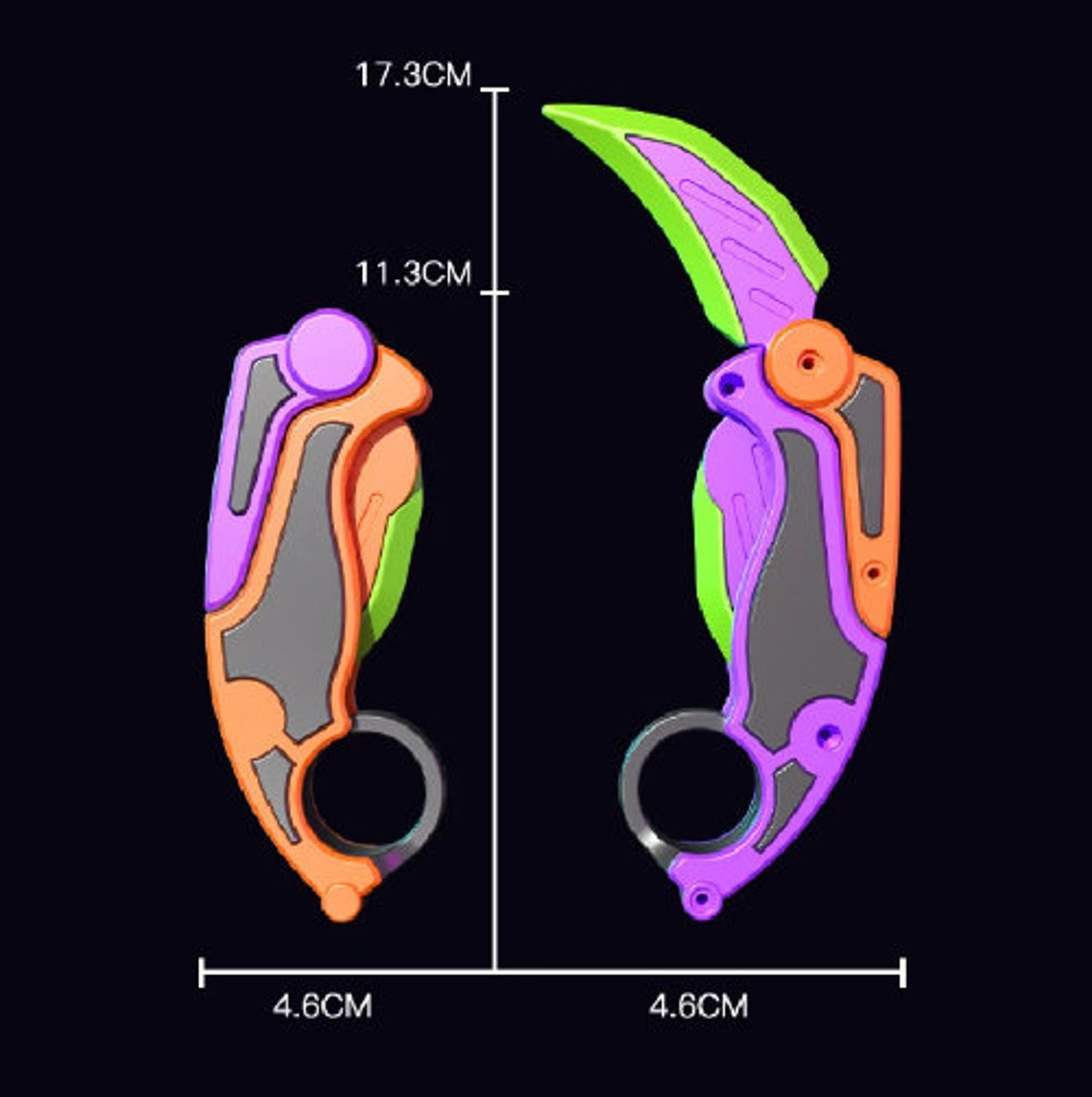 3D Printed Foldable Karambit Toy Knife Foldable Toy Claw Fidget Toy ...