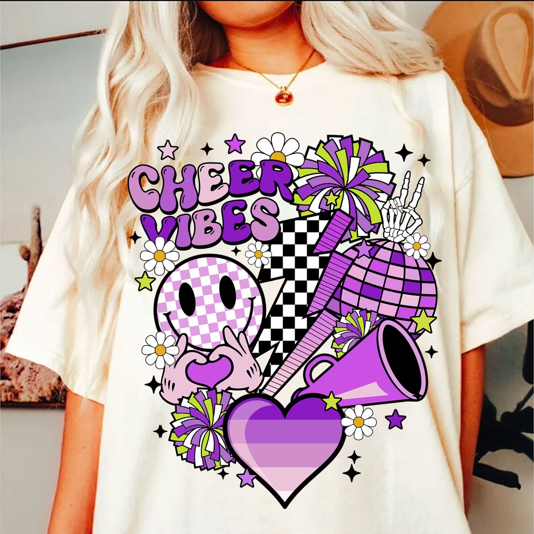 Cheer Vibes Png, Retro Cheer Collage Design, Cheerleading Design, Cheer ...