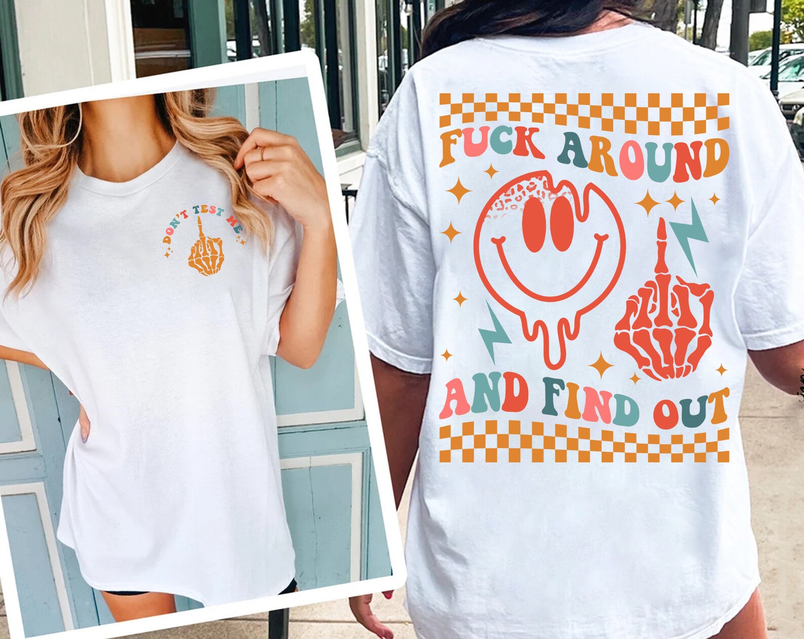Fck Around and Find Out PNG Funny Design Print Back & Front - Etsy