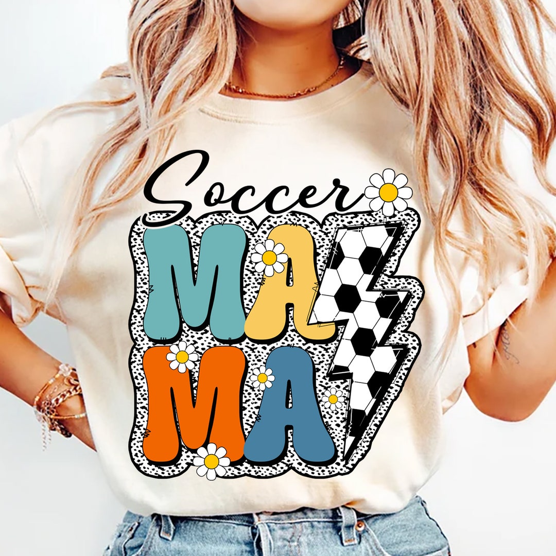 Retro Soccer Mama PNG, Dalmatian Dots Soccer PNG, Lightning Bolt Design ...
