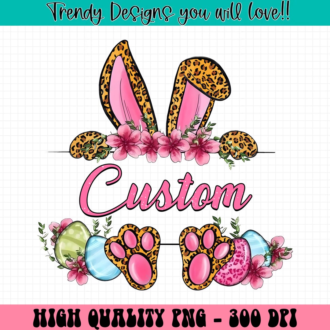 Custom Easter Monogram PNG, Easter Bunny Png, Bunny Personalized Custom ...