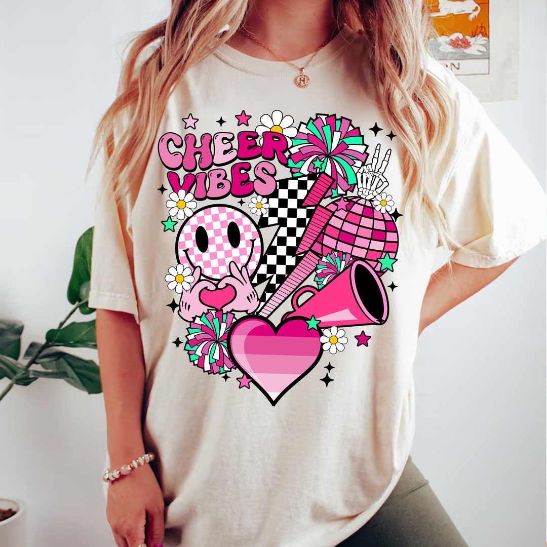 Cheer Vibes Png, Retro Cheer Collage Design, Cheerleading Design, Cheer ...