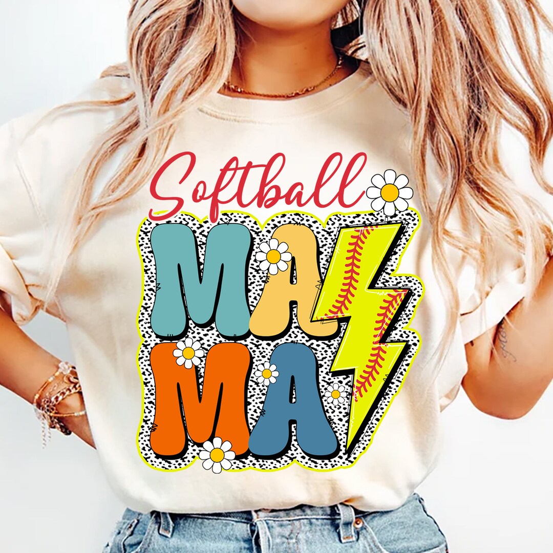 Retro Softball Mama PNG, Dalmatian Dots Softball PNG, Sublimation ...