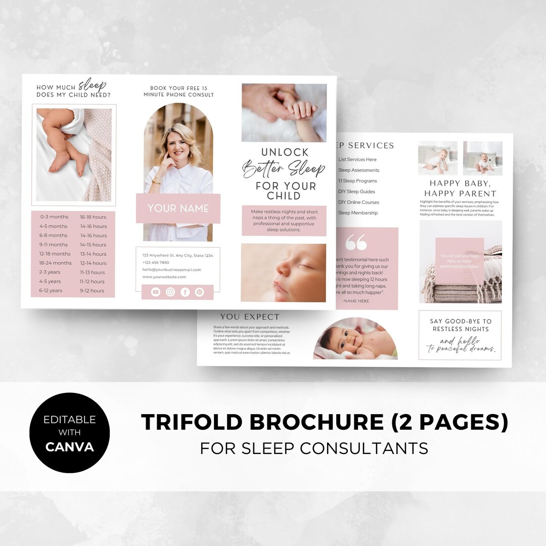 Trifold Brochure Template for Sleep Consultant | Brochure Template ...