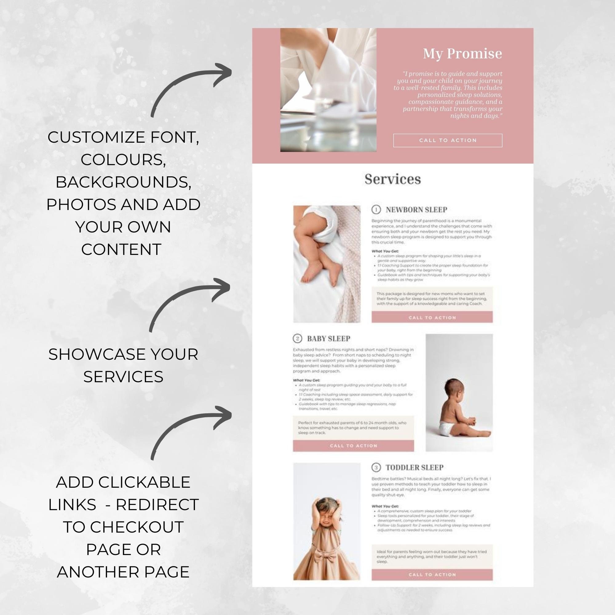 Website Template for Sleep Consultant, Canva Website Template, Sleep ...