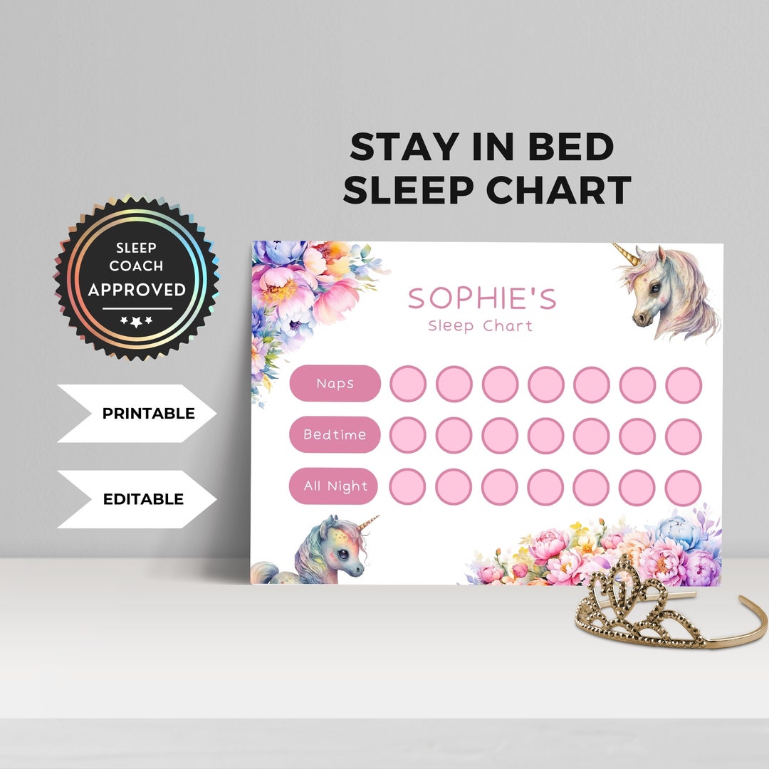 Unicorn Chart | Sleep Log | Sleep Training Printable | Sleeping Chart ...