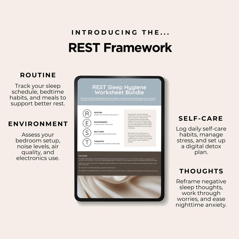 Sleep Hygiene Worksheets: Self-care Journal, Habits Tracker (editable ...