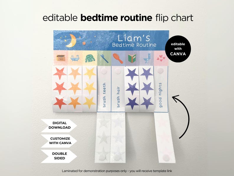 Bedtime Routine Flip Chart: Kids Visual Schedule, Autism ADHD (digital ...