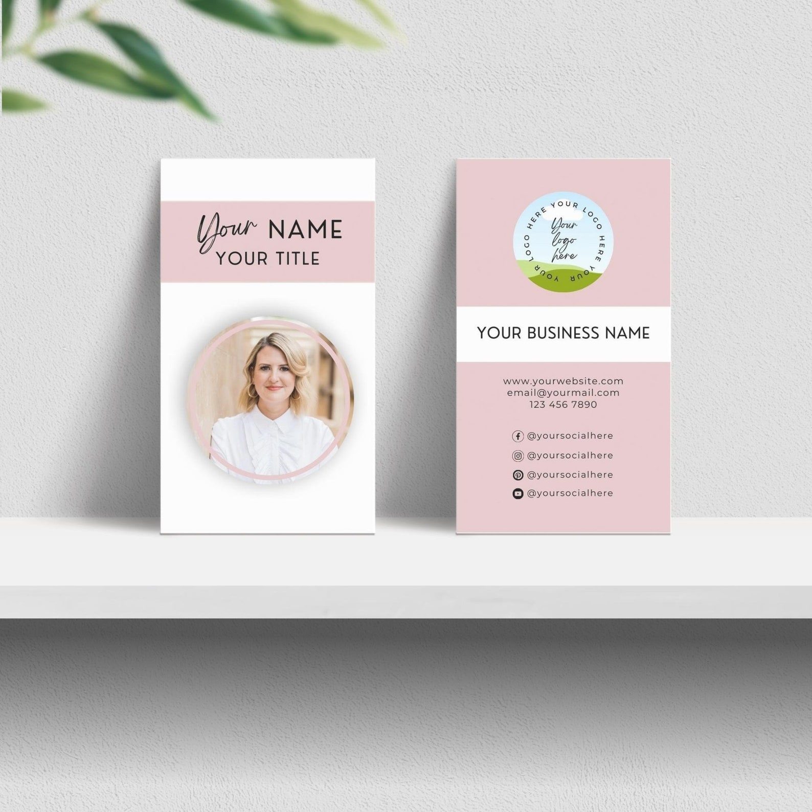 QR Code Business Card, Canva Template, Vertical Business Card, Business ...